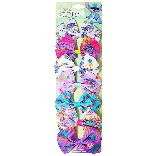 LUV HER Disney Stitch Hair Bows - 7 Pcs 4 Inch Bow Bundle - Hair ...