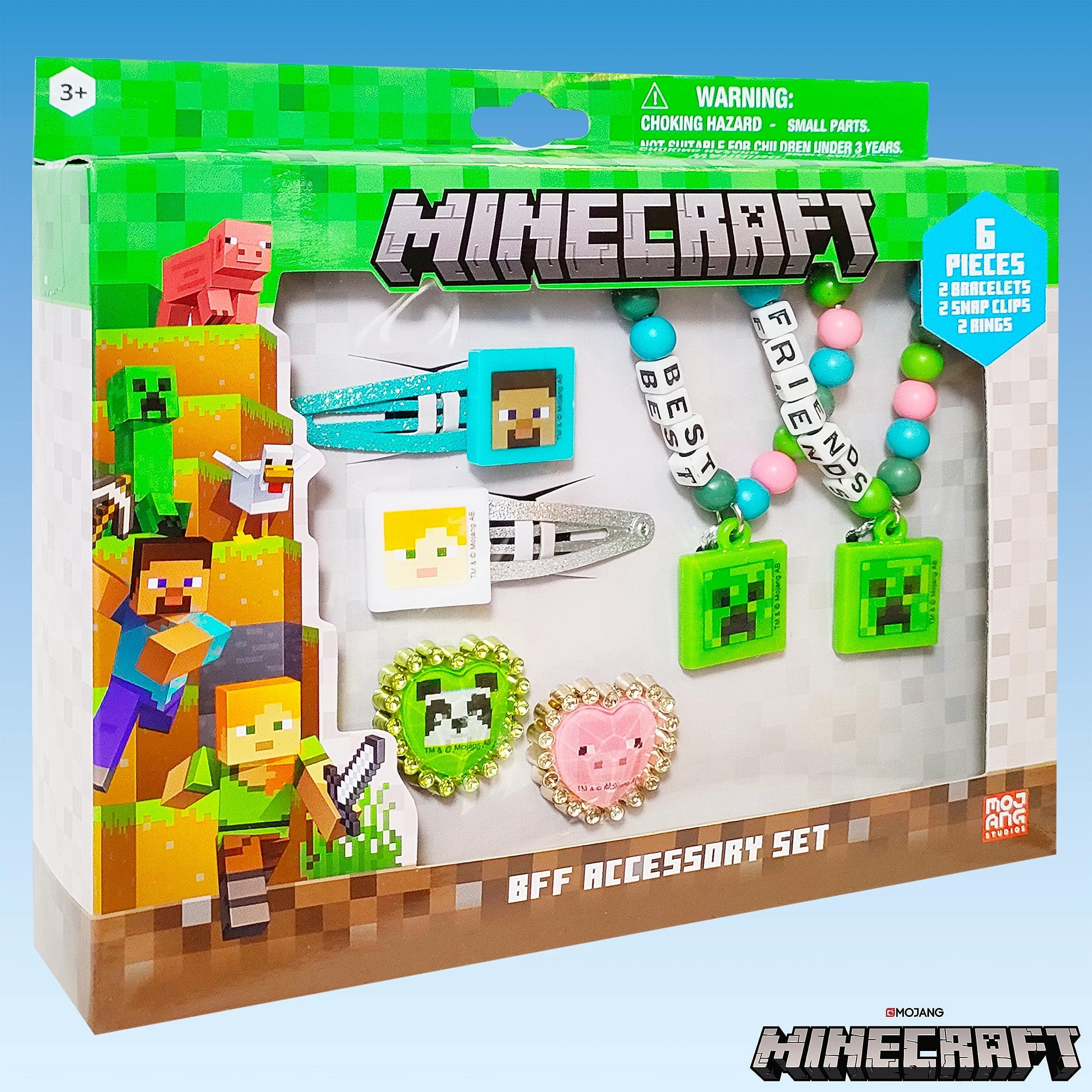 LUV HER Minecraft Girls BFF 6 Piece Toy Jewelry Box Set with 2 Rings, 2 ...