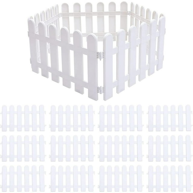 LUVCMFT 12pcs White Picket Fence Christmas Tree Fence, 24x13in Foldable ...