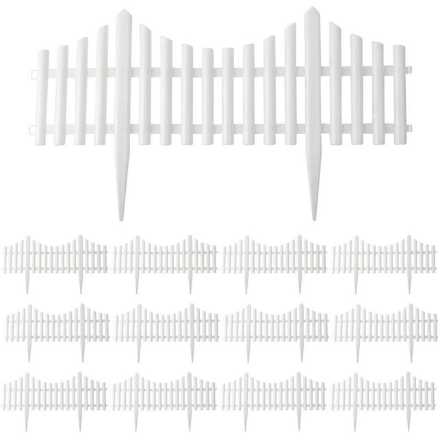 LUVCMFT 12pcs White Plastic Fence Panel Garden Border Landscape Edging ...