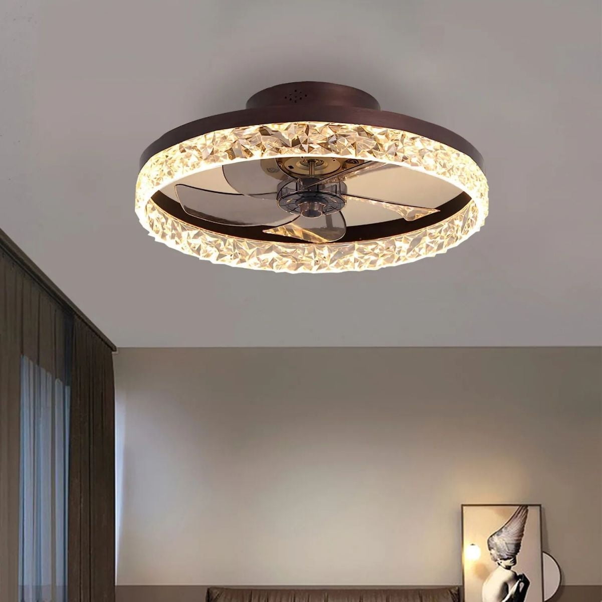 LUVCMFT 20'' Modern LED Ceiling Fan w/ Light Remote&APP Control Bedroom ...