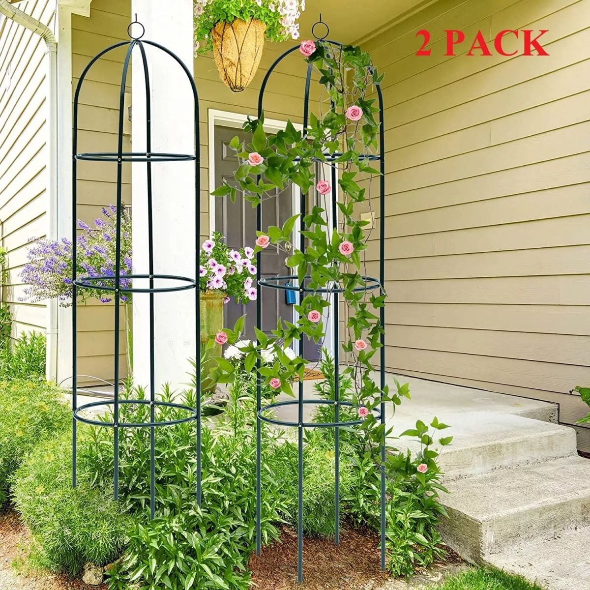 LUVCMFT 2Pack Metal Garden Arch Trellis 6.3ft Climbing Plants Stands ...