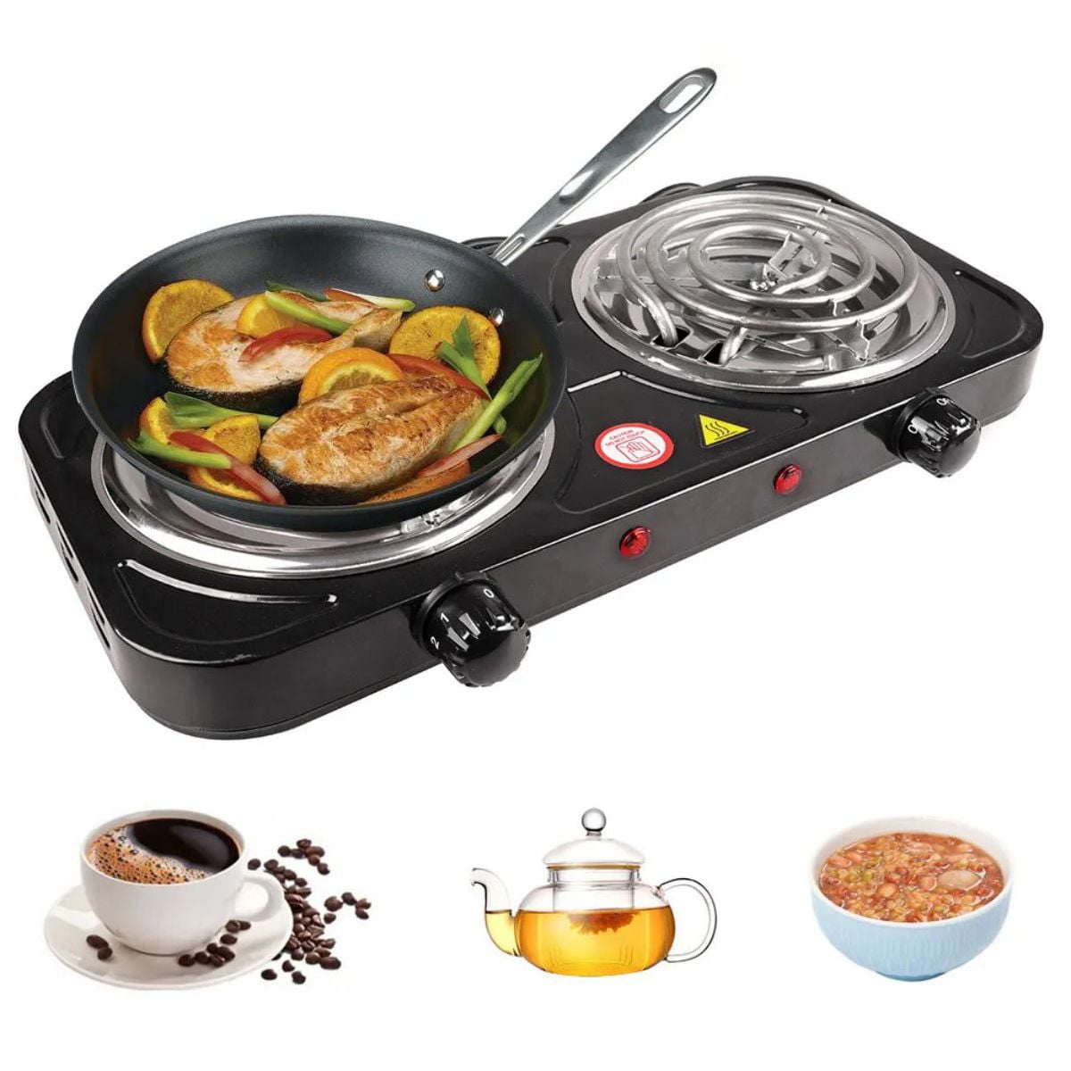 LUVCMFT Electric Double Coil Burner, 2000W Electric Hot Burner Portable ...