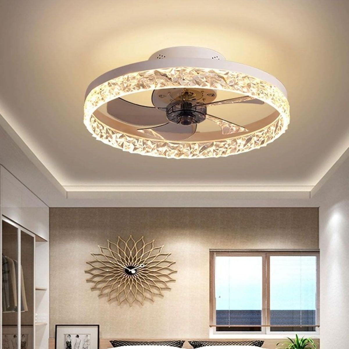 LUVCMFT Modern Low Profile Ceiling Fan with Light, 19.7in LED Ceiling ...