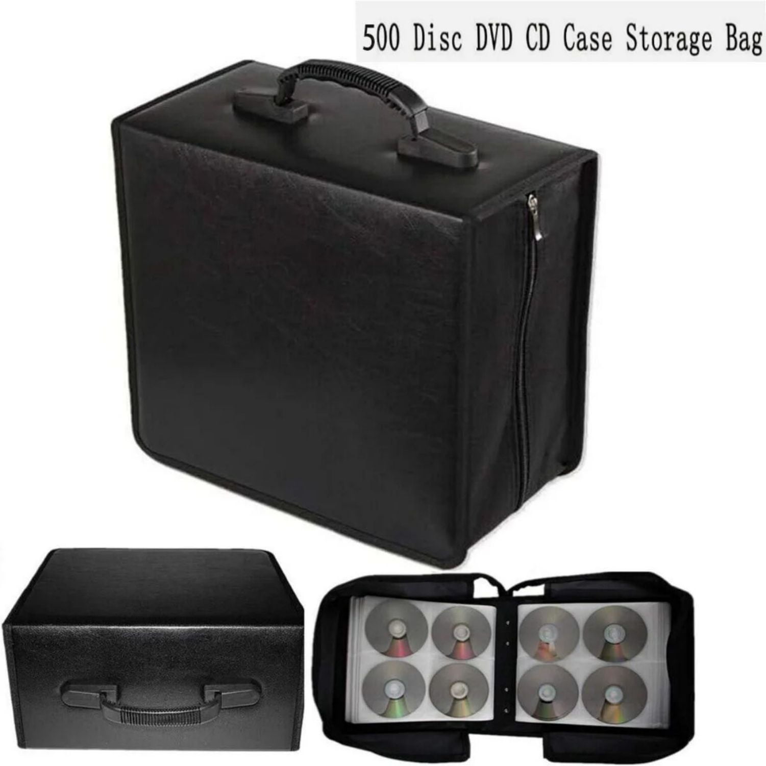 LUVCMFT Portable 520 Disc CD DVD Storage Bag, PU Leather Case, Zipper ...