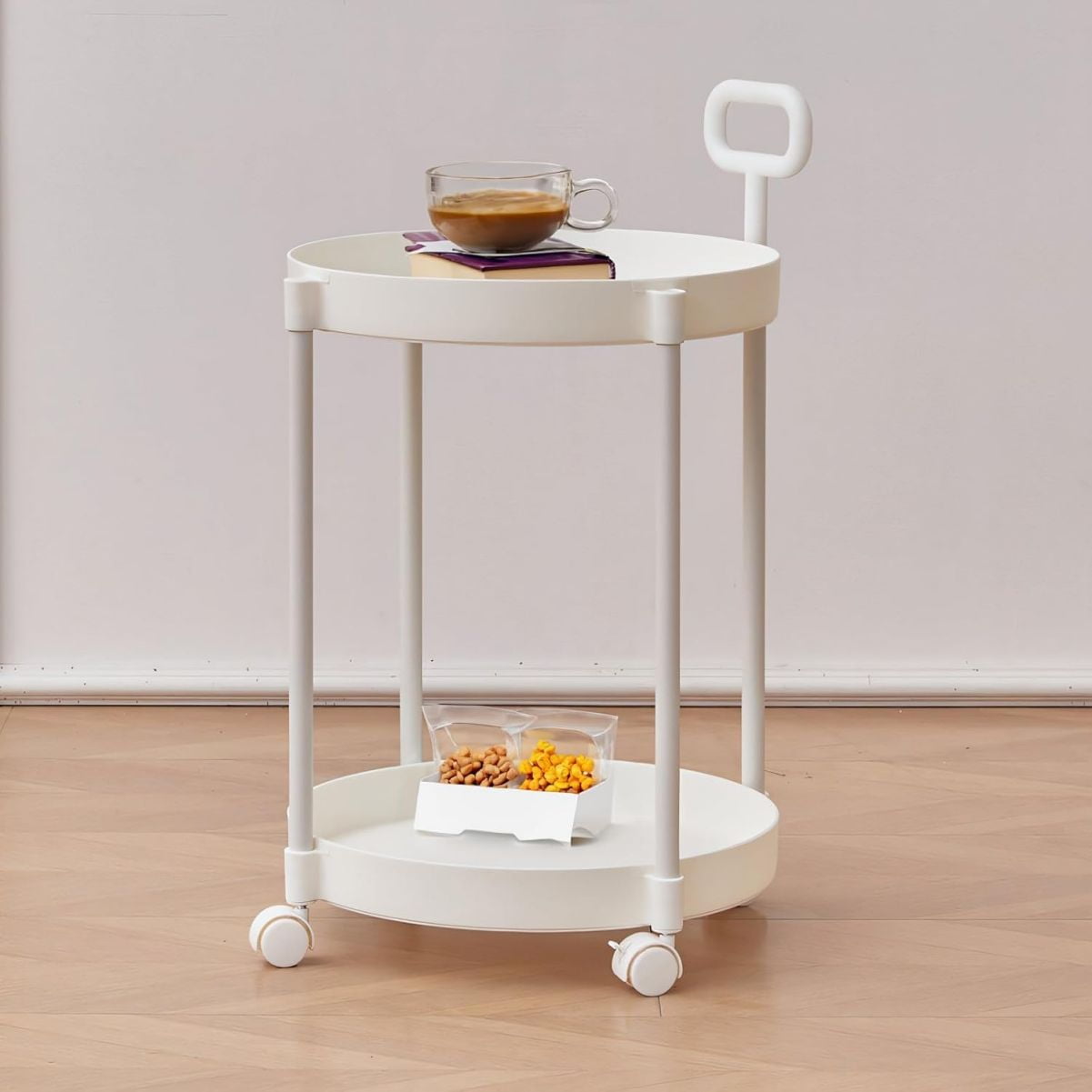 LUVCMFT Side Table with Wheels, Couch End Table, Mobile Plastic Drink ...