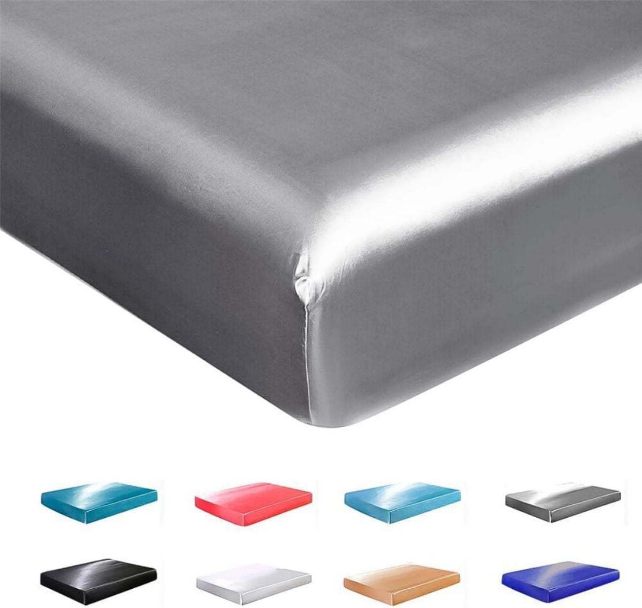 LUVCMFT Silk Satin Fitted Sheet, Silky Soft Fitted Bottom Sheet, Luxury ...