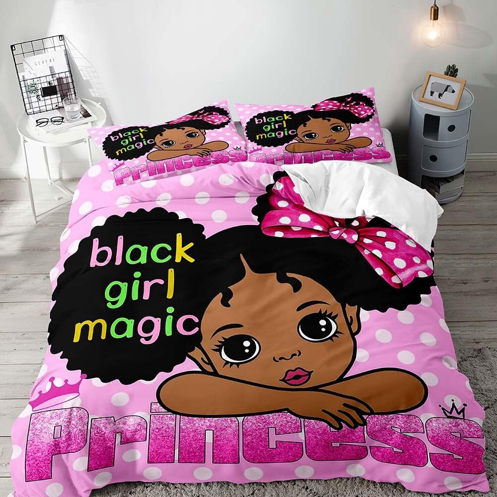 LUVIVIHOME 3PCS African American Black Girl Magic Duvet Cover King ...