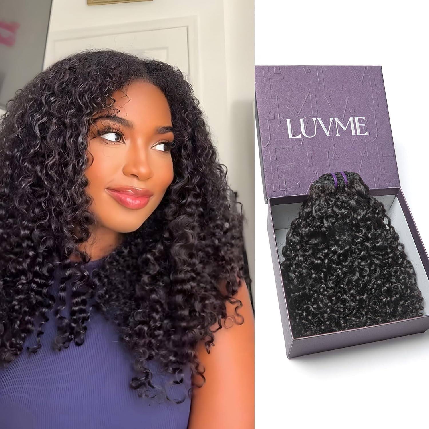 LUVME 10" Messy Burmese Curly Bundle Brazilian Virgin Human Hair Weave ...
