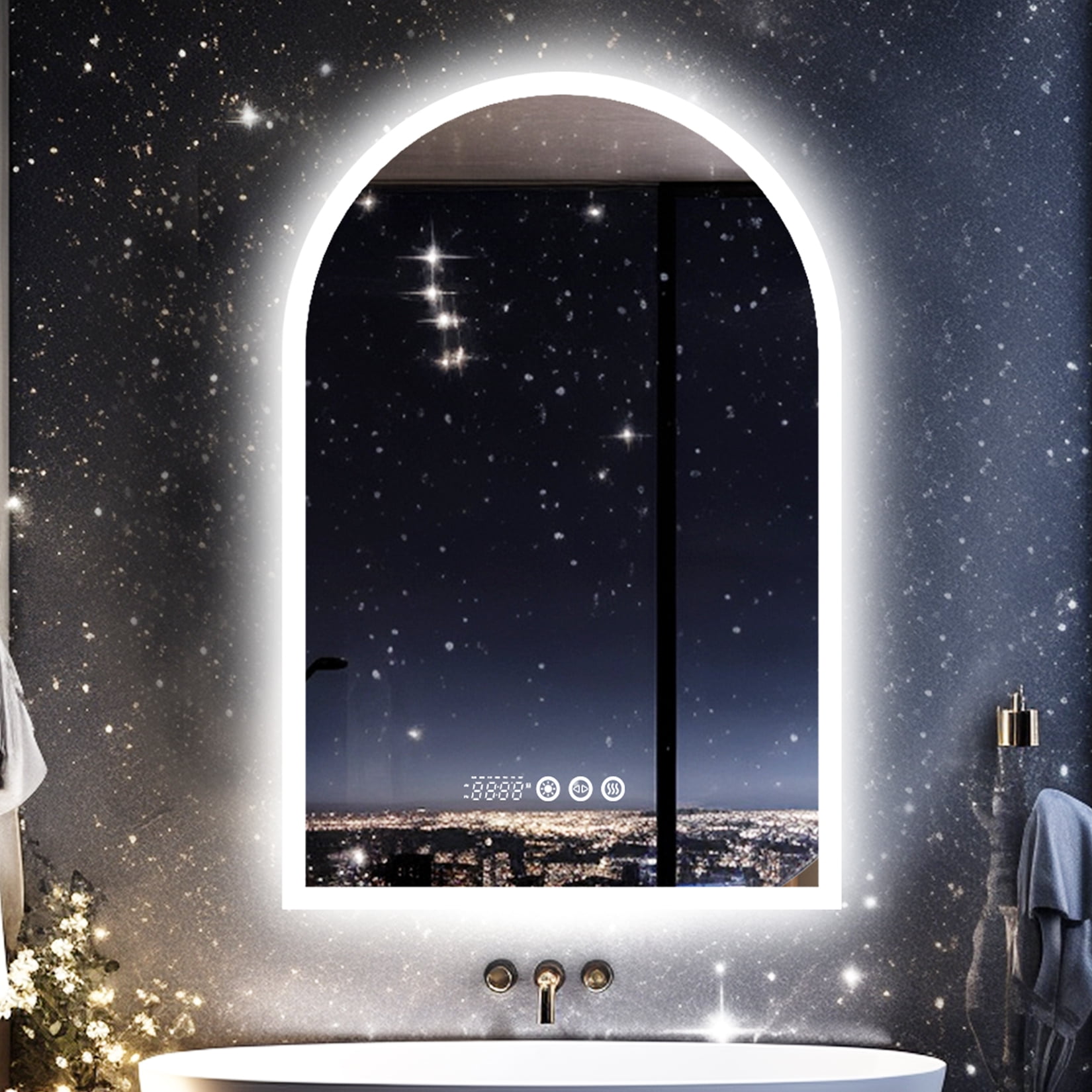 LUVODI LED Dimmable Lighted Makeup Mirror 24x36 inch Anti-Fog Bathroom ...