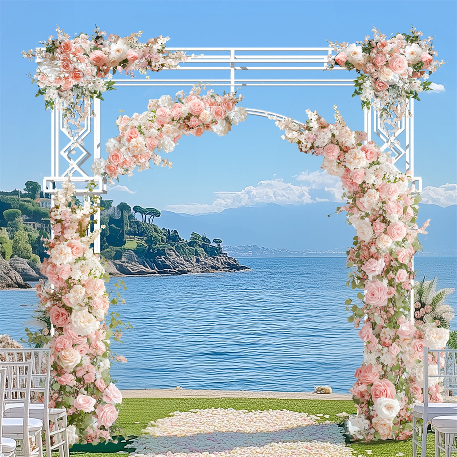 LUVODI Large Square Metal Wedding Arch Party Pillar Stand Garden Arbor ...