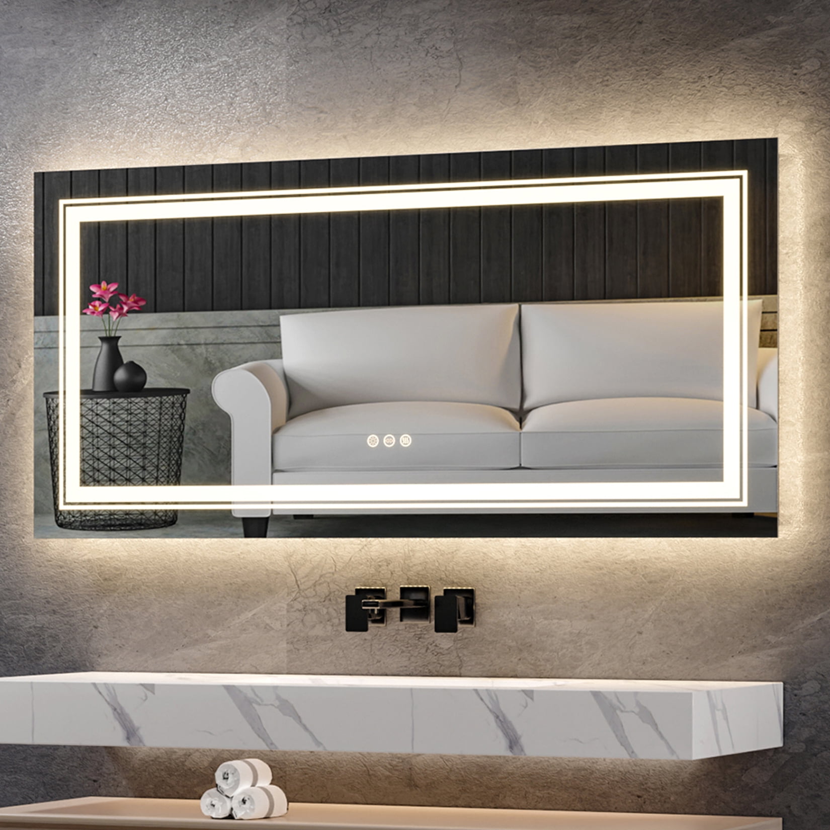 LUVODI Led Bathroom Mirror with Light Anti-Fog Dimmable Vanity Mirror ...