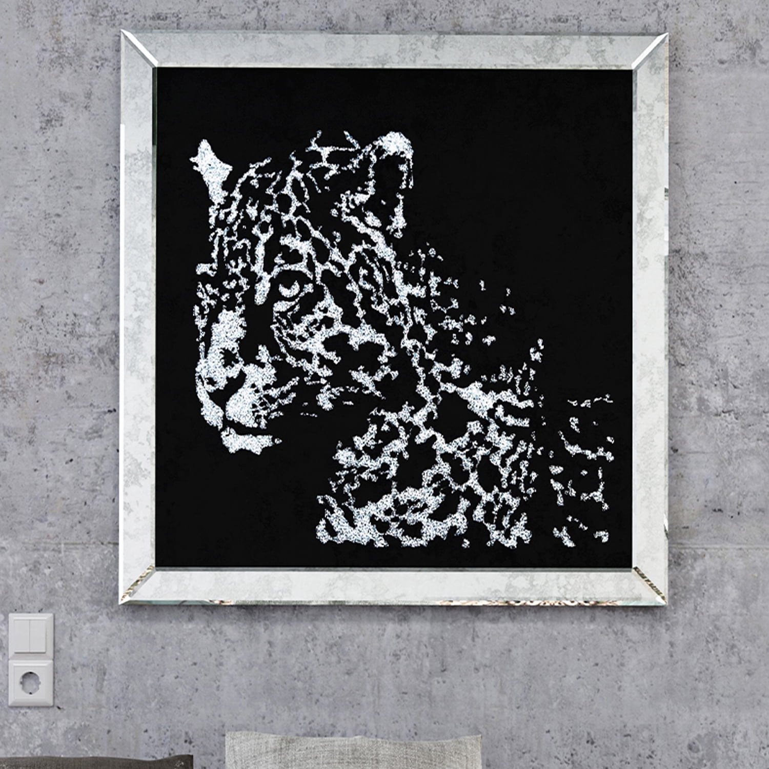 LUVODI Wall Mirror Art Painting Crushed Diamond Leopard Mirror Gallery ...