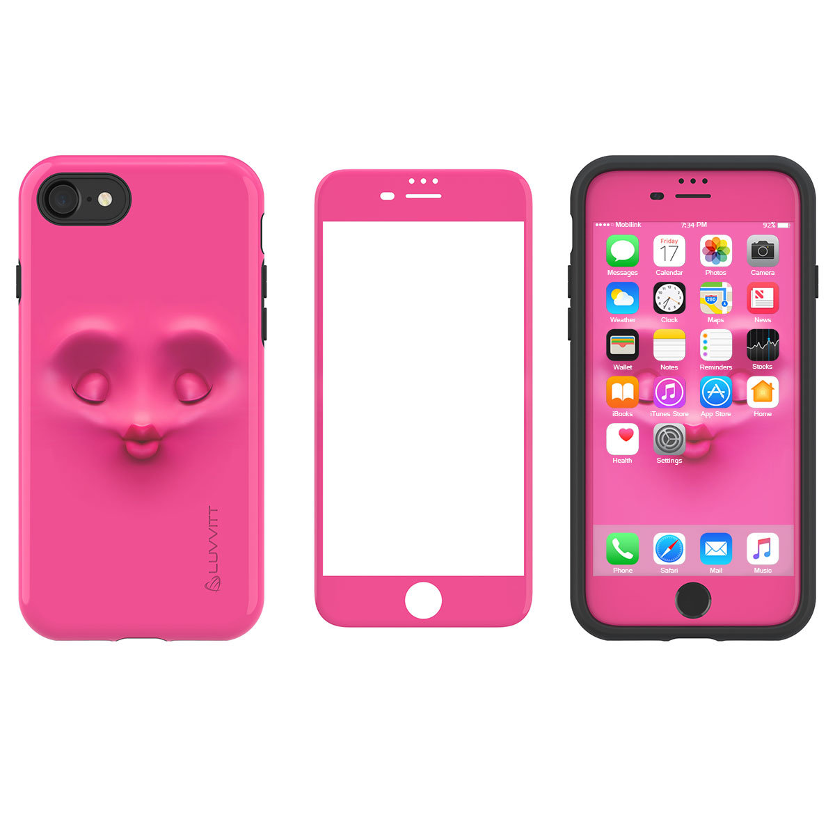 LUVVITT EMOJI Case and Tempered Glass Set for iPhone 7/8 - Pink ...