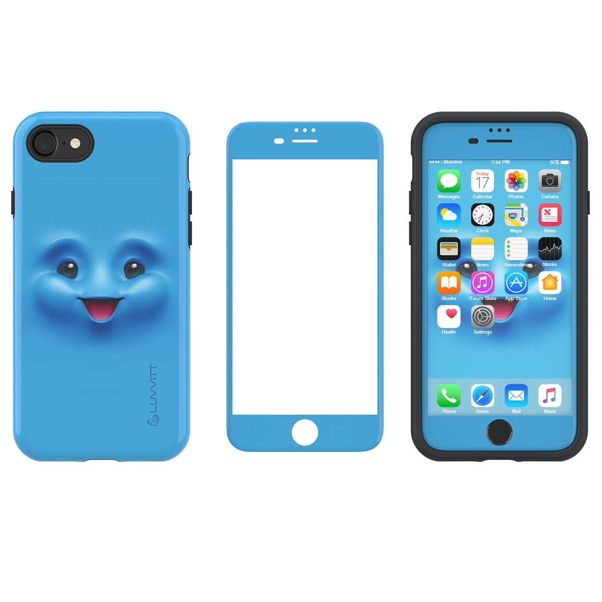 LUVVITT EMOJI Case and Tempered Glass Set for iPhone 7/8 Plus - Blue ...