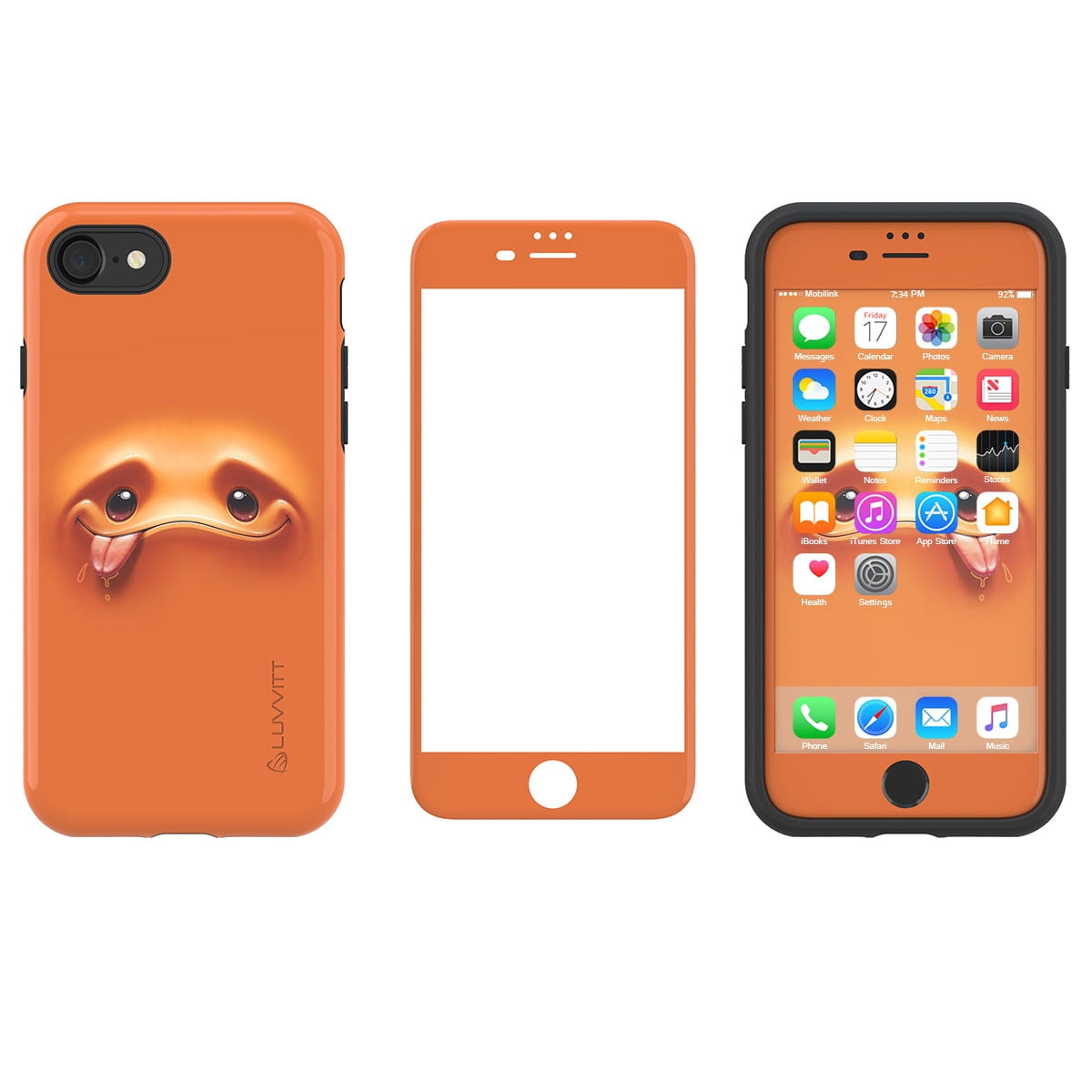LUVVITT EMOJI Case and Tempered Glass Set for iPhone 7/8 Plus - Orange ...