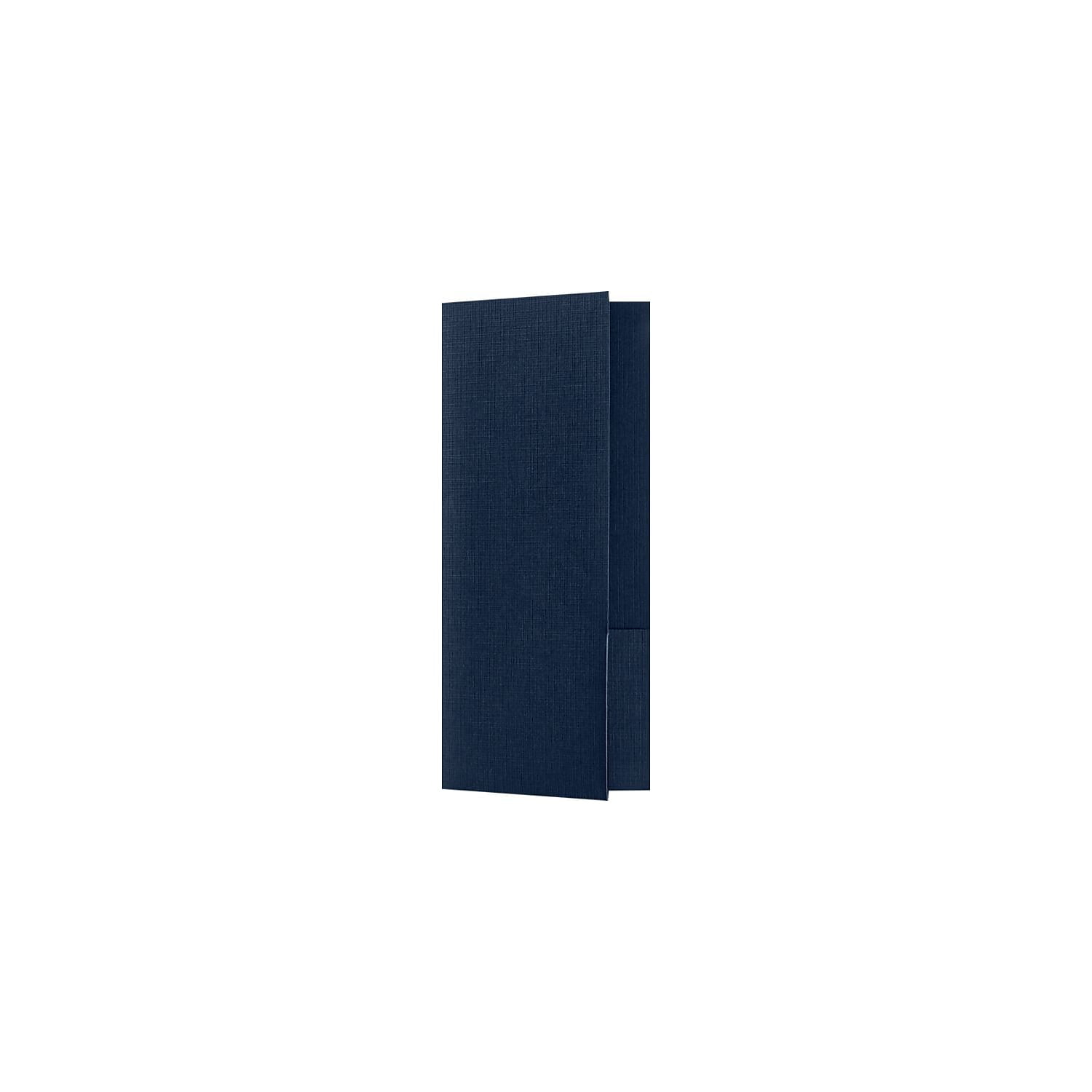 LUX 4 x 9 Mini Folders Two Pockets Dark Blue Linen 50/Pack ...