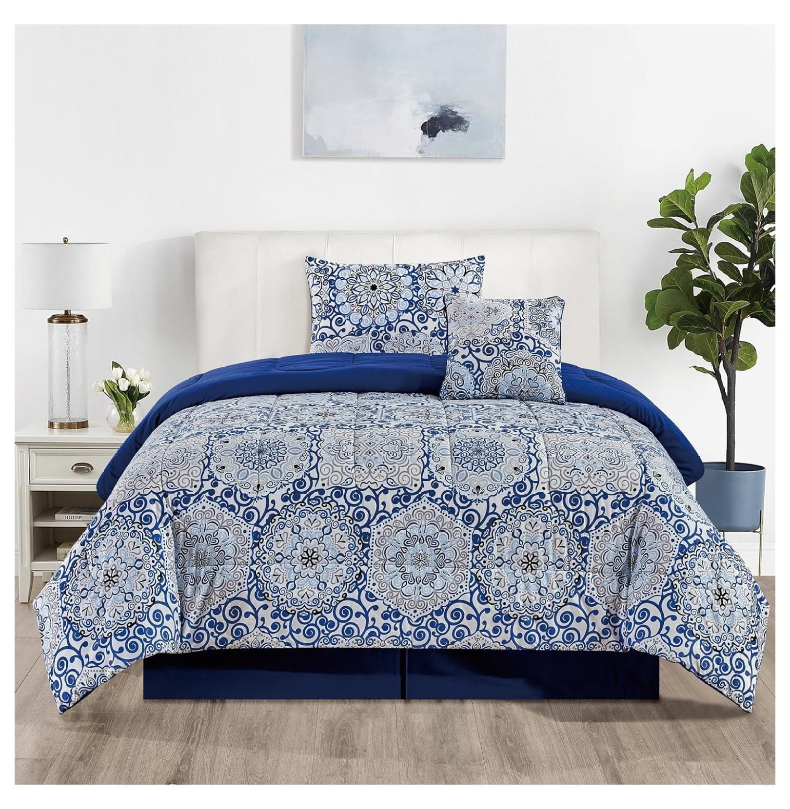 LUX Décor Comforter Set 4 PCS Size, Reversible Printed Bedding Set ...