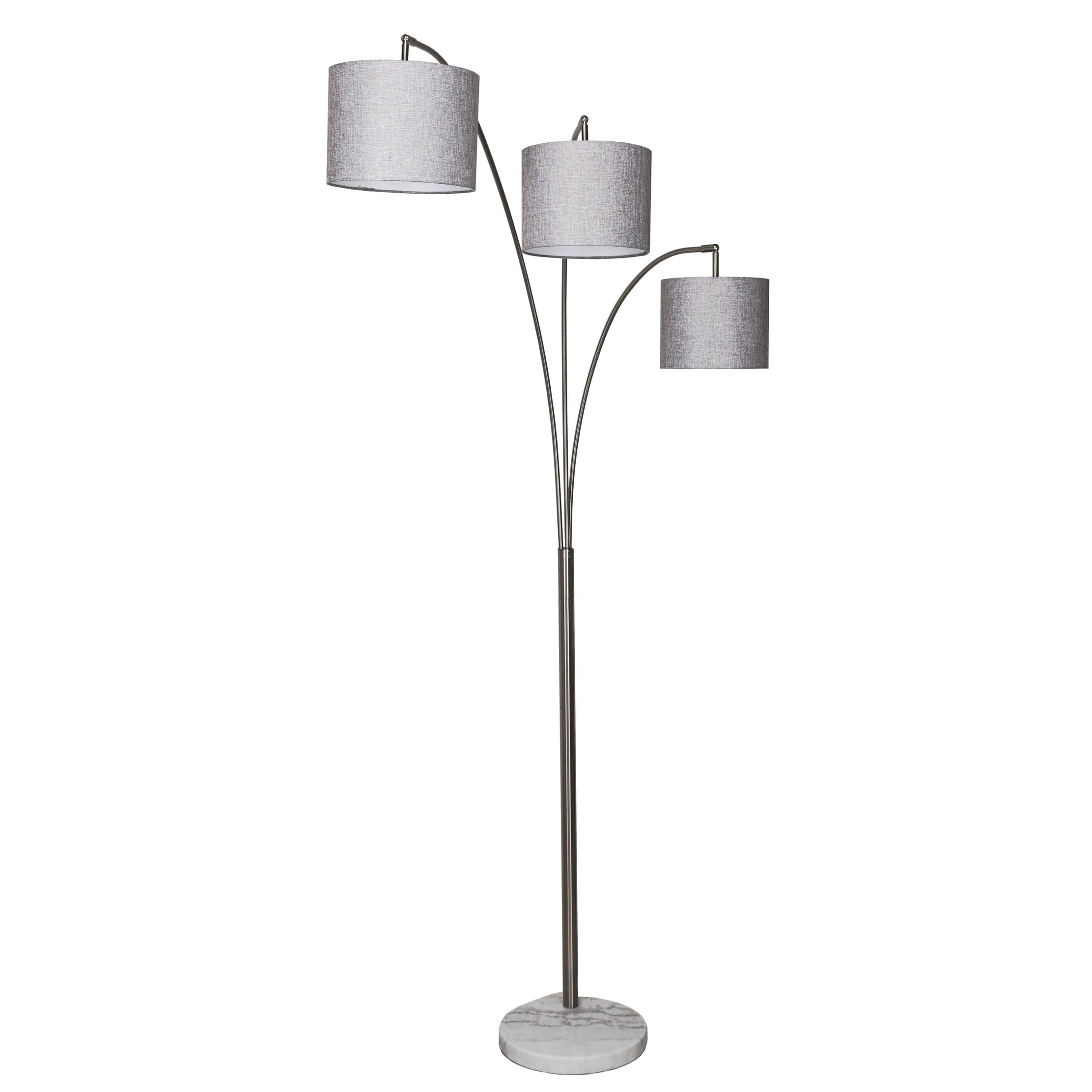 LUX Lighting 80" Modern 3 Lamp Shade, Silver Tree Floor Lamp with ...