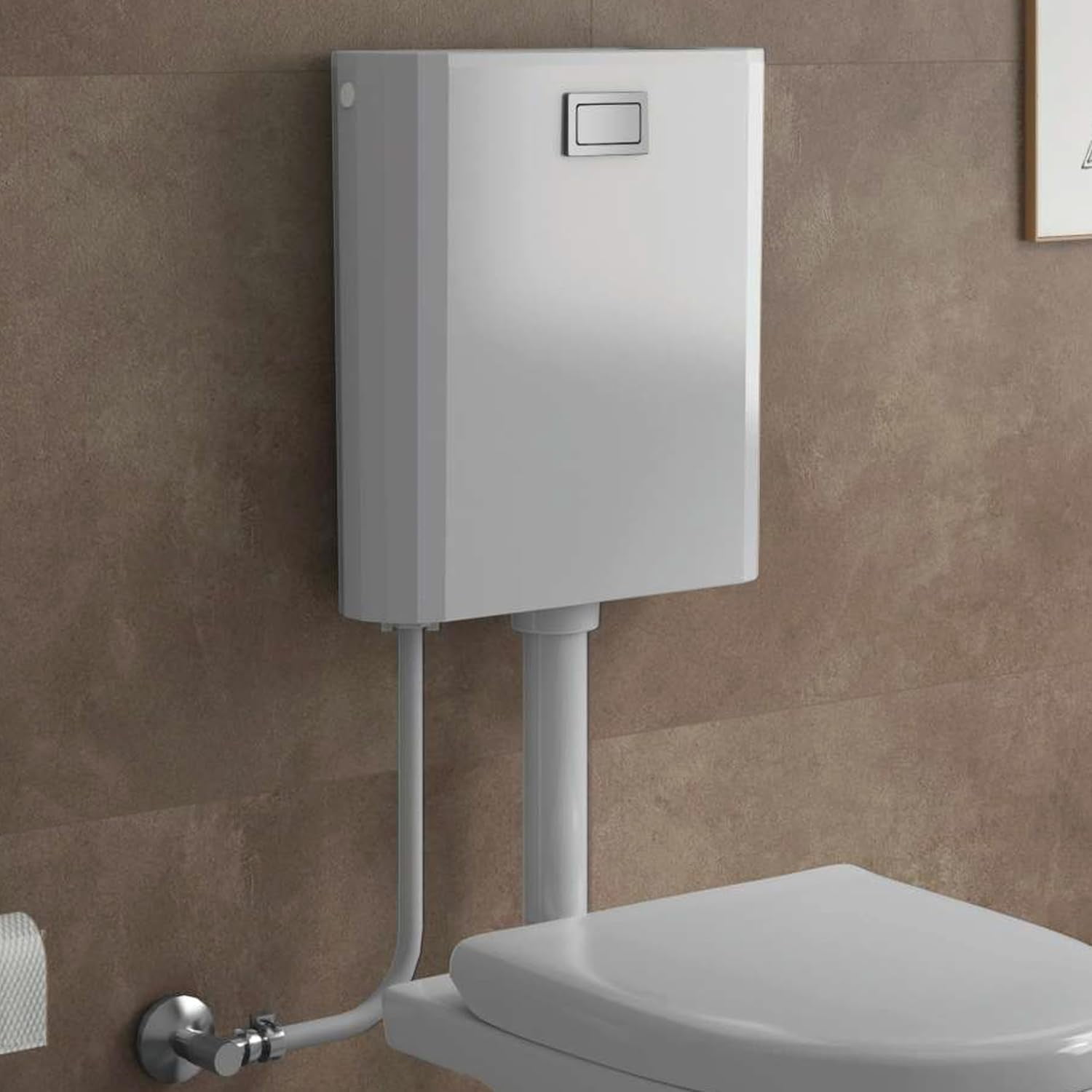 LUXART 8 LTR Single Flush Tank White Polypropylene Tank for Toilet Slim ...