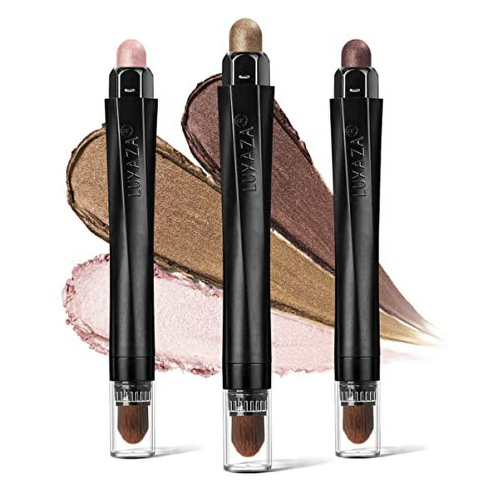 LUXAZA 3PCS Cream Eyeshadow Stick, Neutral Metallic And Brown Eye ...