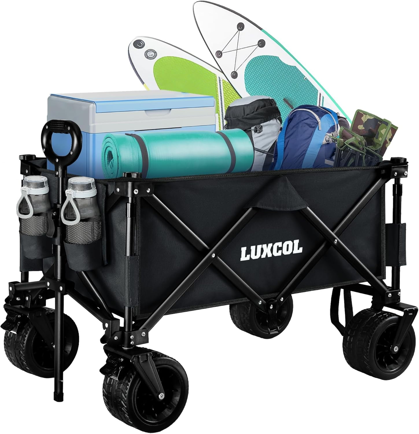 LUXCOL Wagon Carts Foldable, Collapsible Wagon with 200L Large Capacity ...