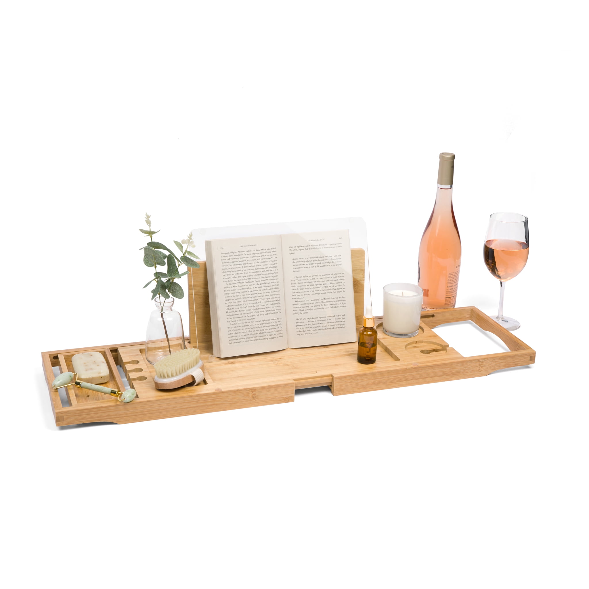 LUXE LILY HOME – Extendable Bamboo Bathtub Tray Caddy – Drip-Proof Book ...