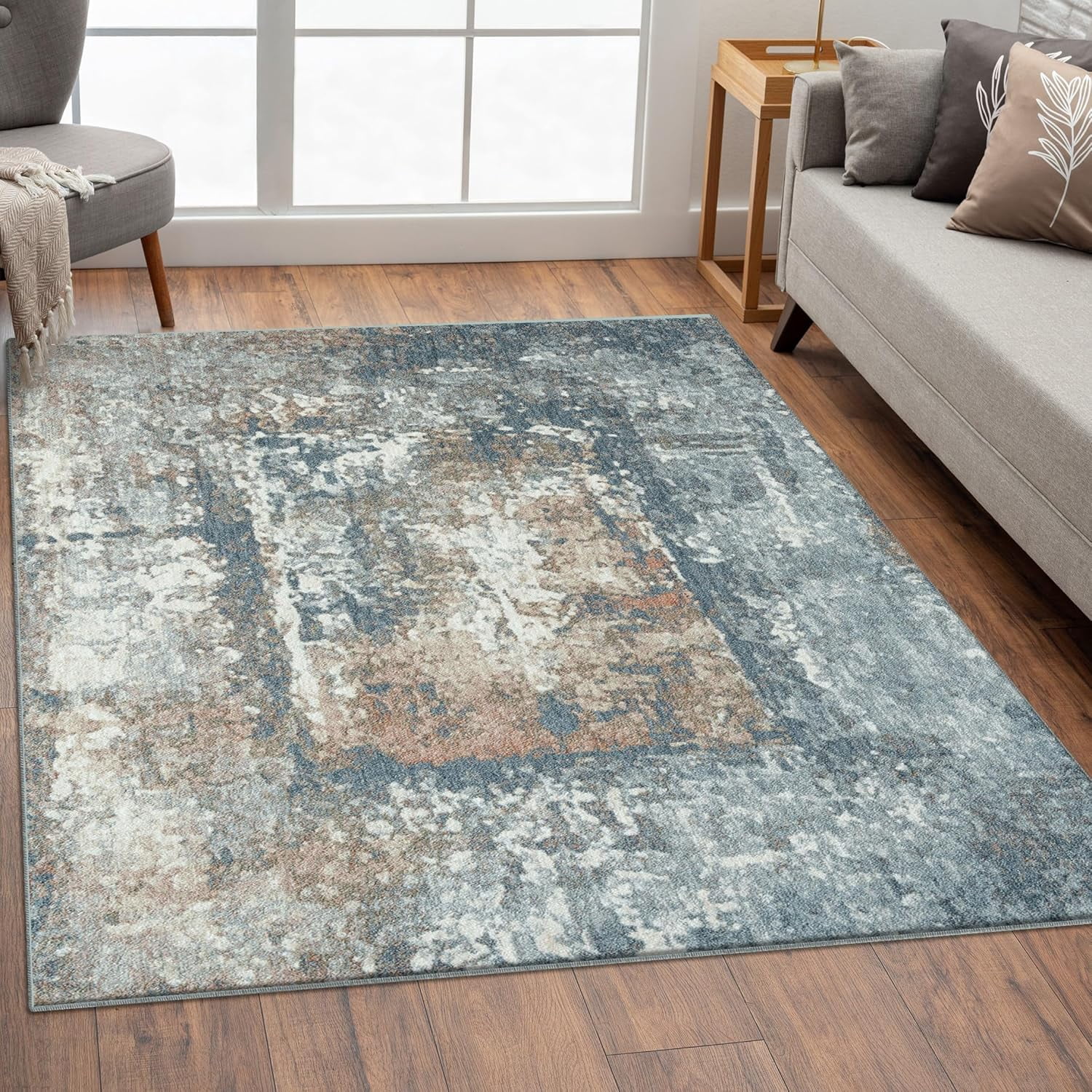 LUXE WEAVERS Collection 106A Blue 5x7 Modern Abstract Area Rug ...