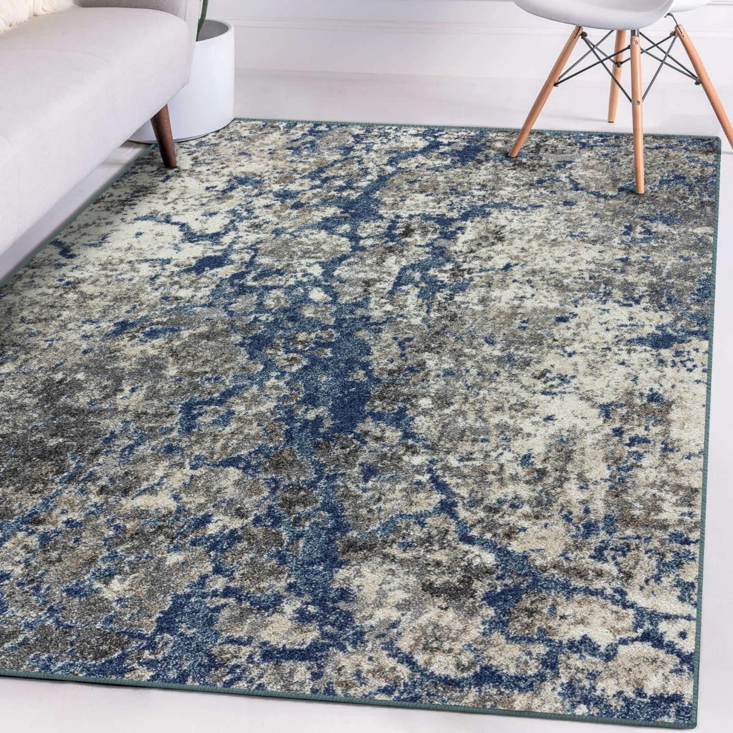LUXE WEAVERS Modern Coastal Abstract Blue 8x10 Area Rug for Living Room ...