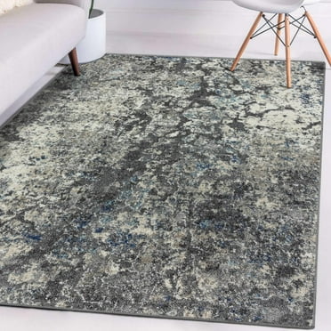 Luxe Weavers Marble Abstract Ocean Swirl Blue 5x7 Area Rug, Stain ...