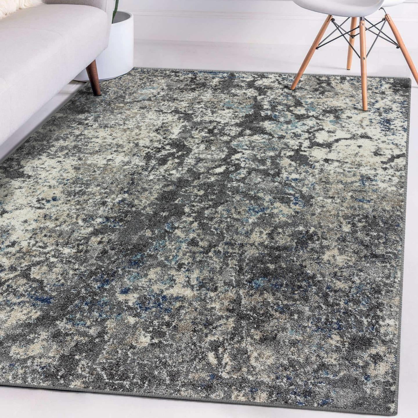 LUXE WEAVERS Modern Coastal Abstract Gray 8x10 Area Rug for Living Room ...