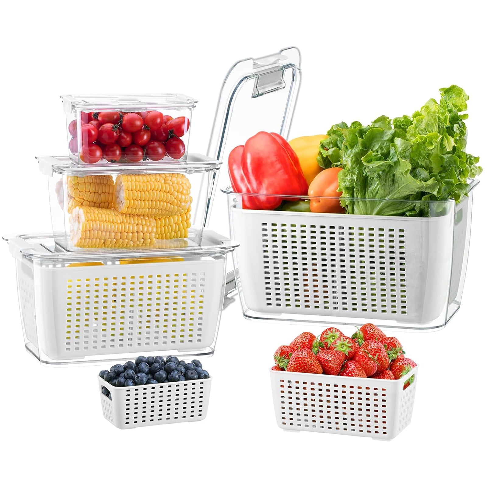 Free Shipping! LUXEAR 4 Pack Vegetable Storage Containers for Fridge ...