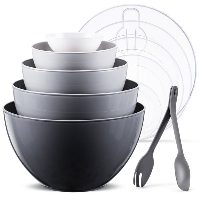 LUXEAR Large Mixing Bowls with Lids Set, 12 Piece Plastic Nesting ...