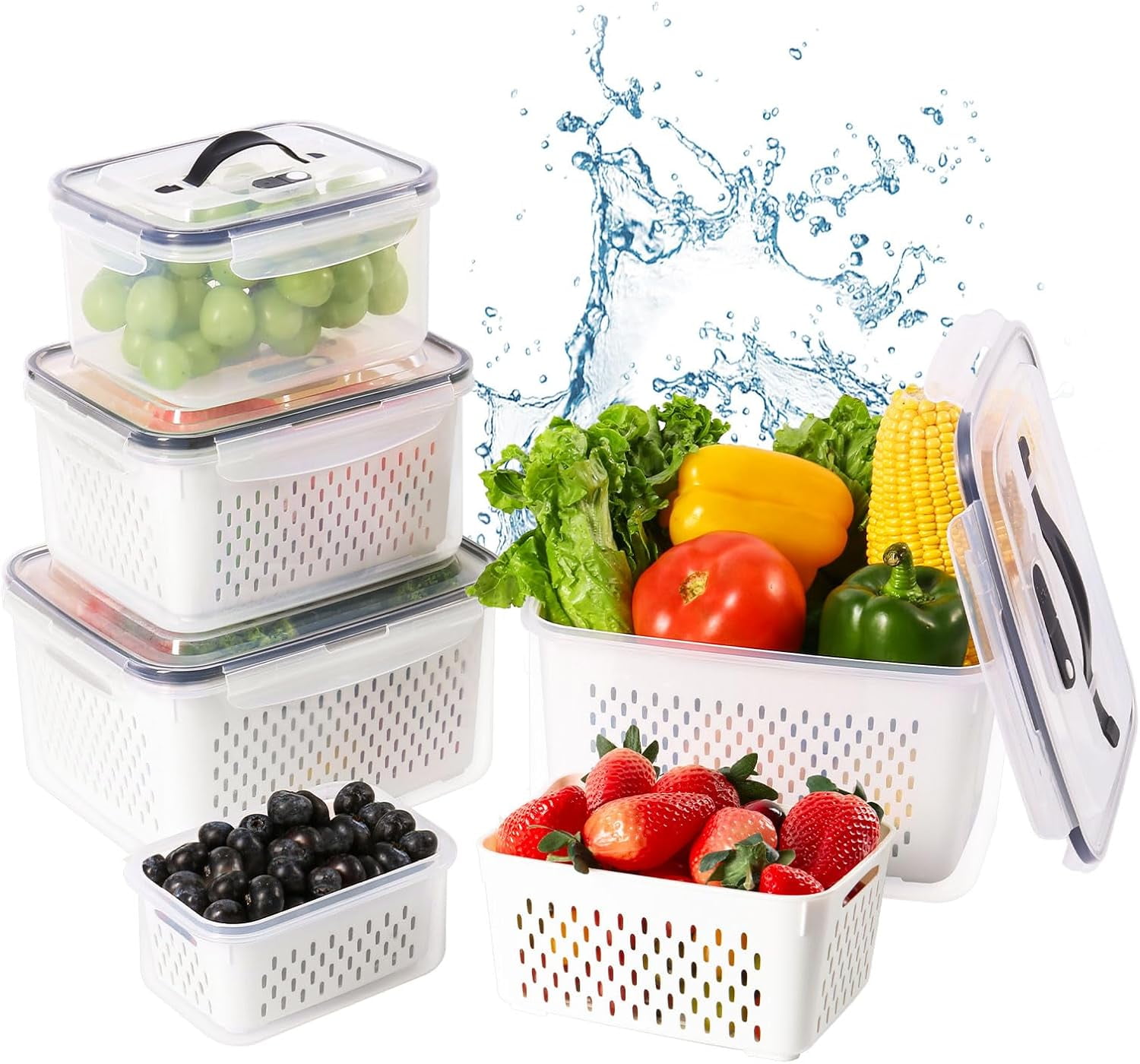 LUXEAR Larger 5PCS Fruit Storage Containers For Fridge, Produce ...