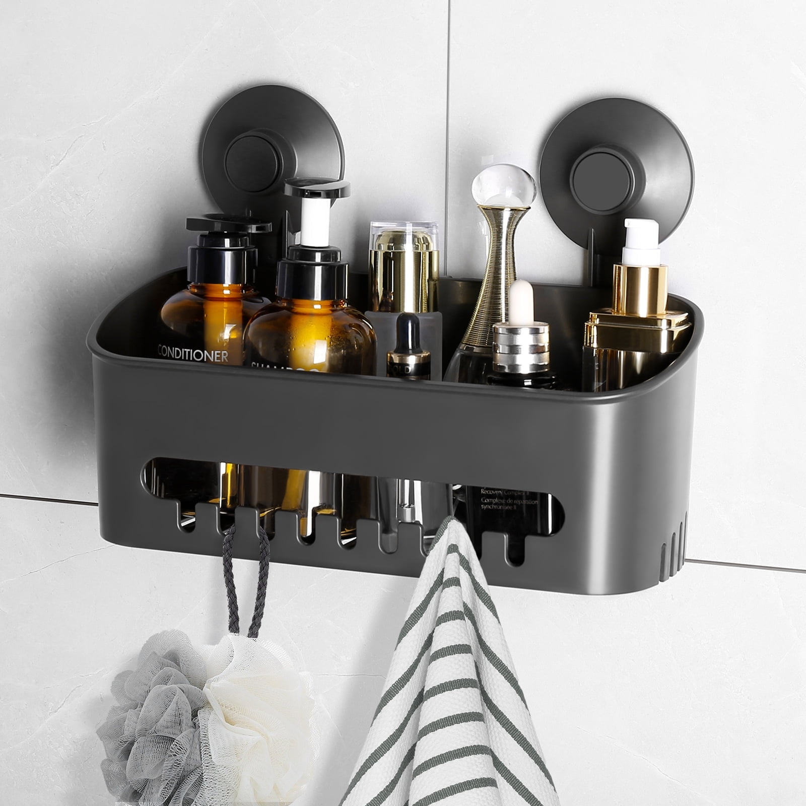 Luxear Shower Caddy Suction Cup Heavy Duty Adhesive Bathroom Organizer ...