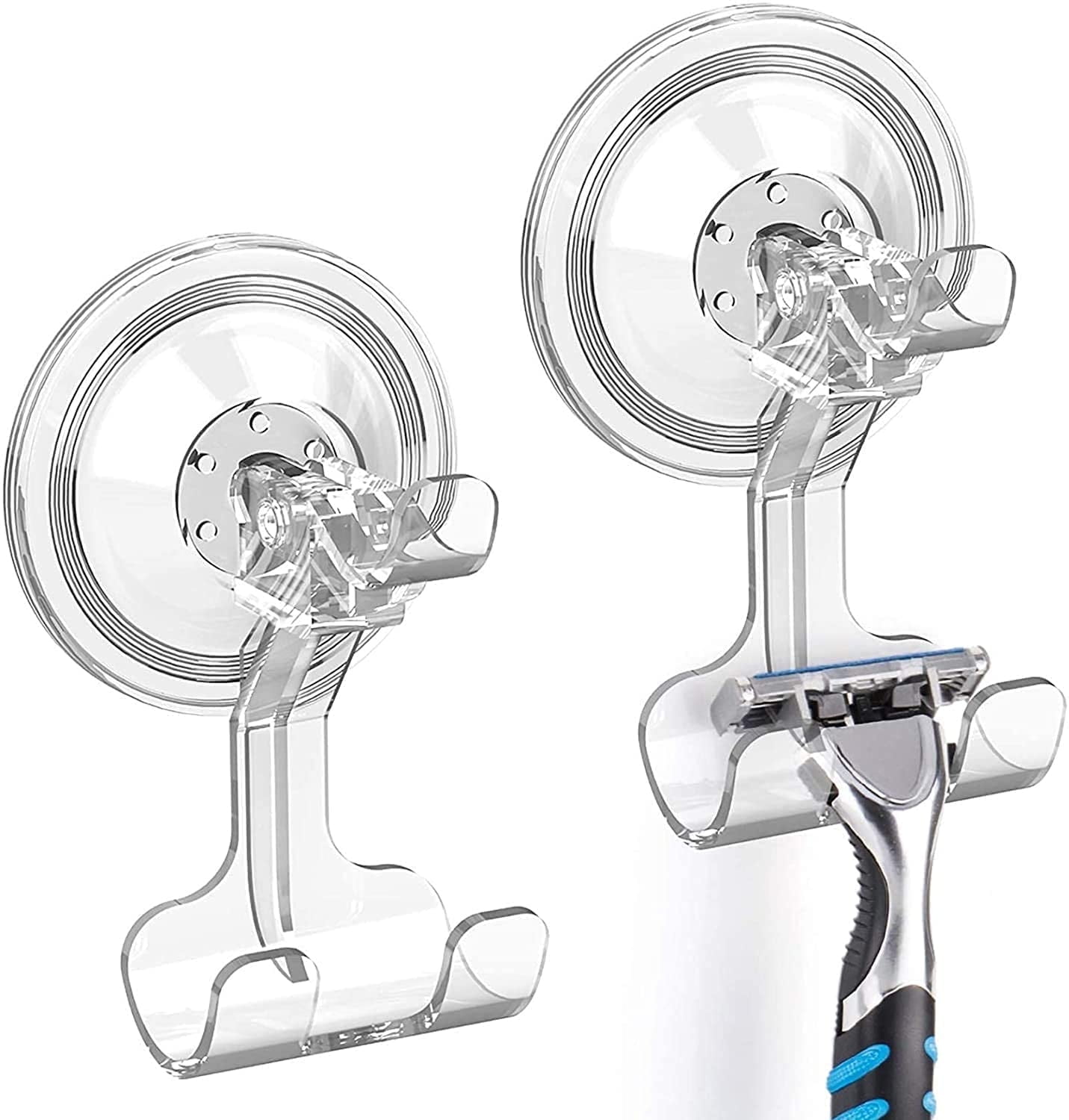 LUXEAR 2 Pack Shower Suction Hooks, Razor and Loofah Holder, Bathtub ...