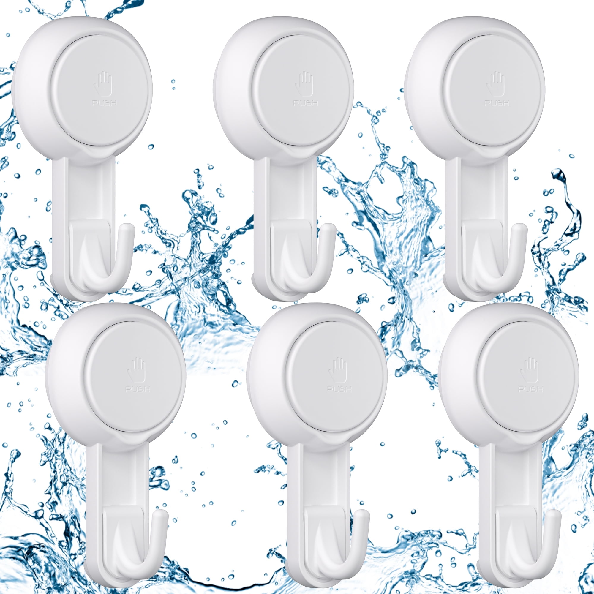 LUXEAR Mini Suction Cup Hooks, Waterproof Removable Shower Hooks ...
