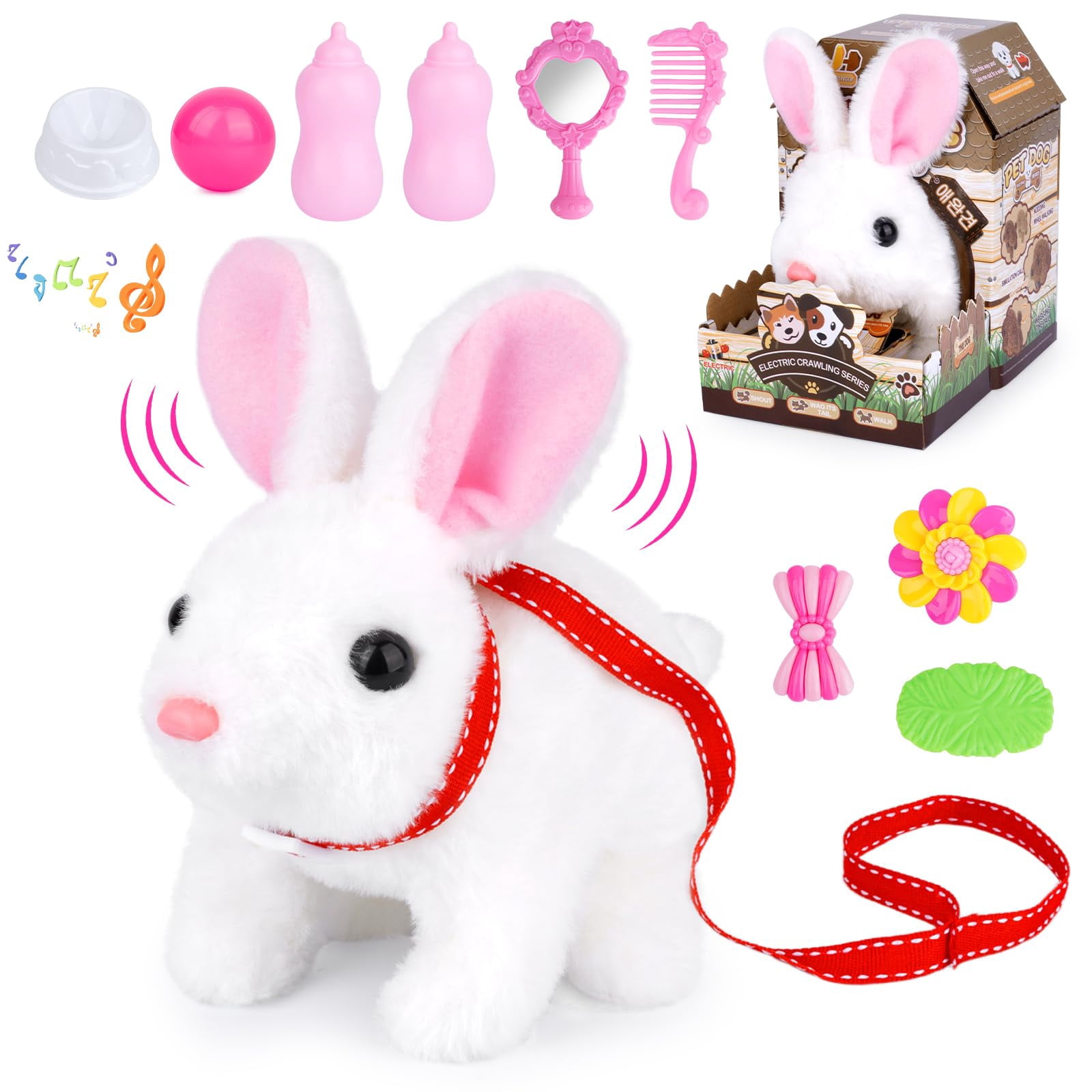 LUXERAD Bunby - Realistic Interactive Electronic Plush Bunny Toy with ...