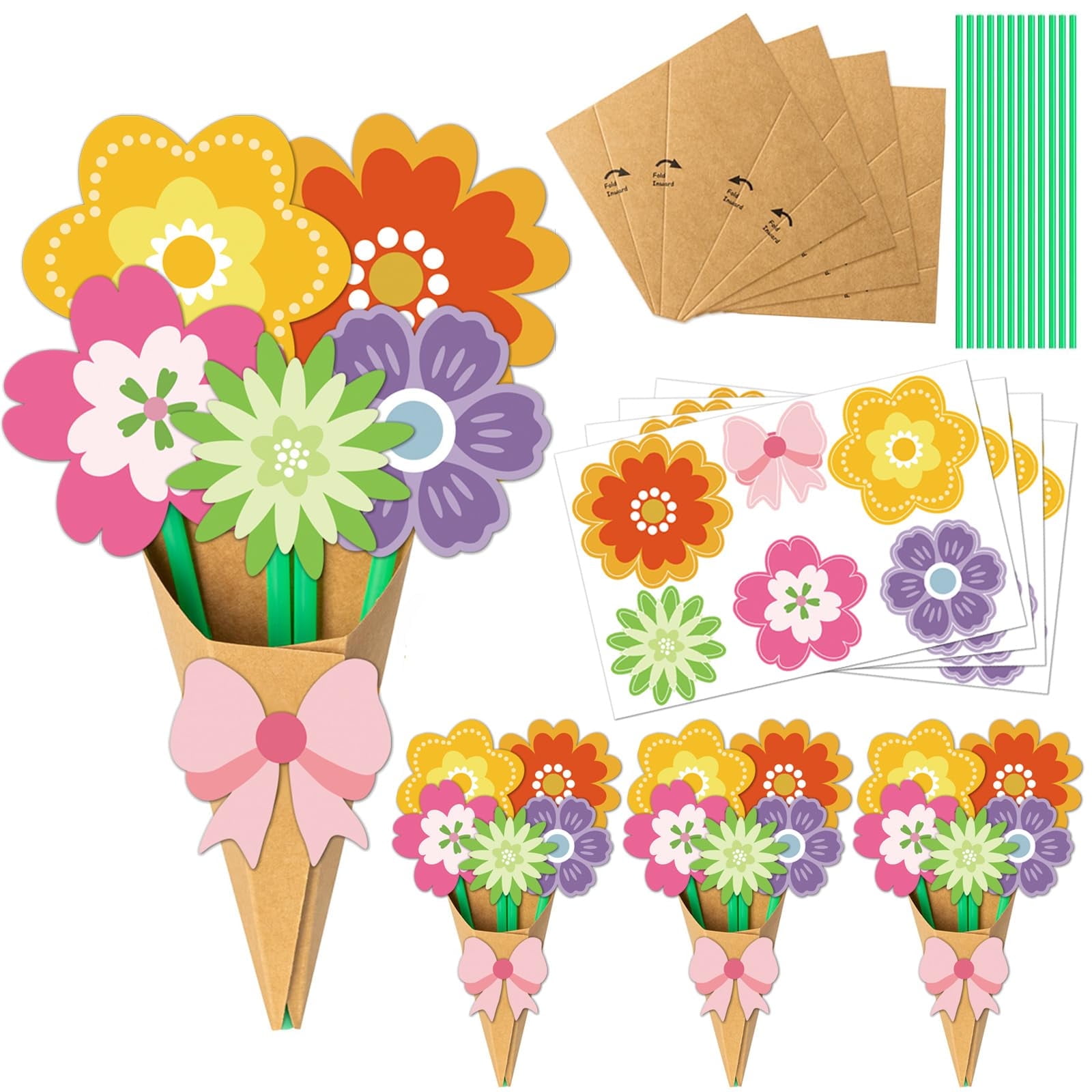 LUXERAD DIY Spring Flower Bouquet Craft Kit 24 Pack - Walmart.com