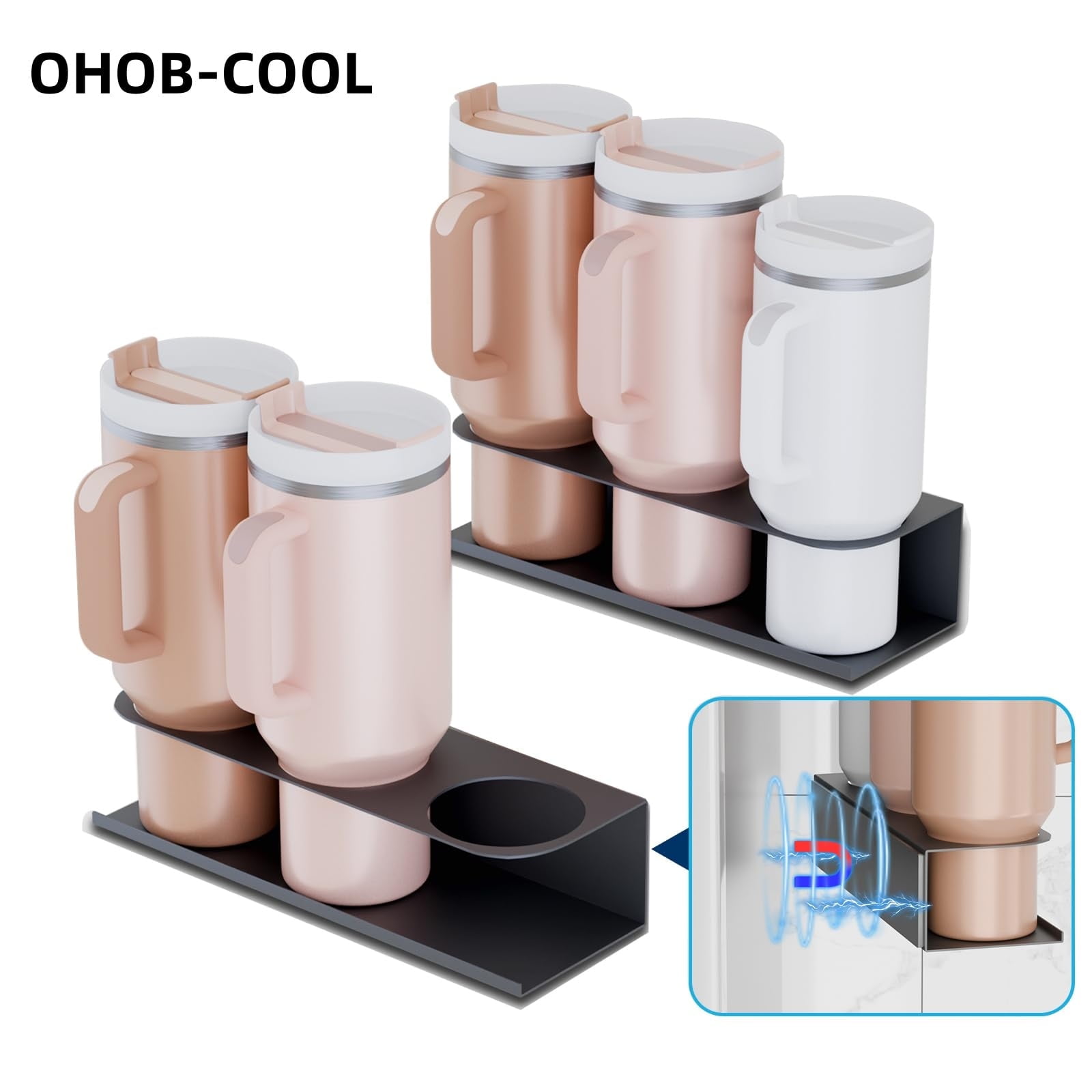 OHOB-COOL Magnetic Cup Holder for Stanley 30&40 oz Bottles, 2-Pack ...