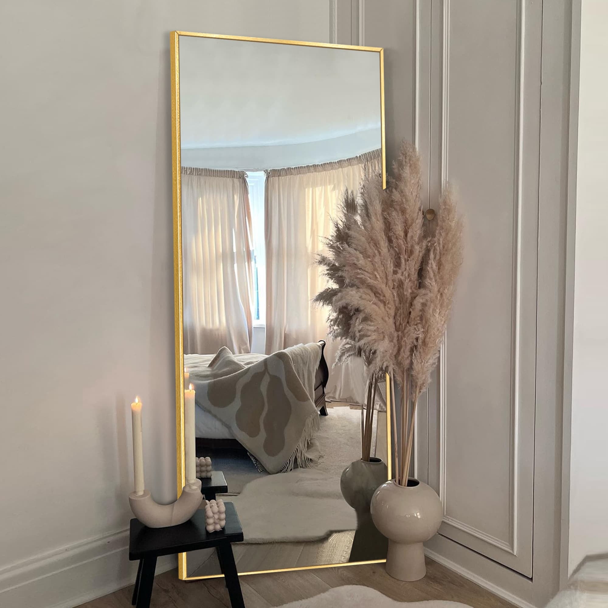 LUXHOMEZ Modern Full Length Floor Mirror Freestanding Mirror 65x22 ...