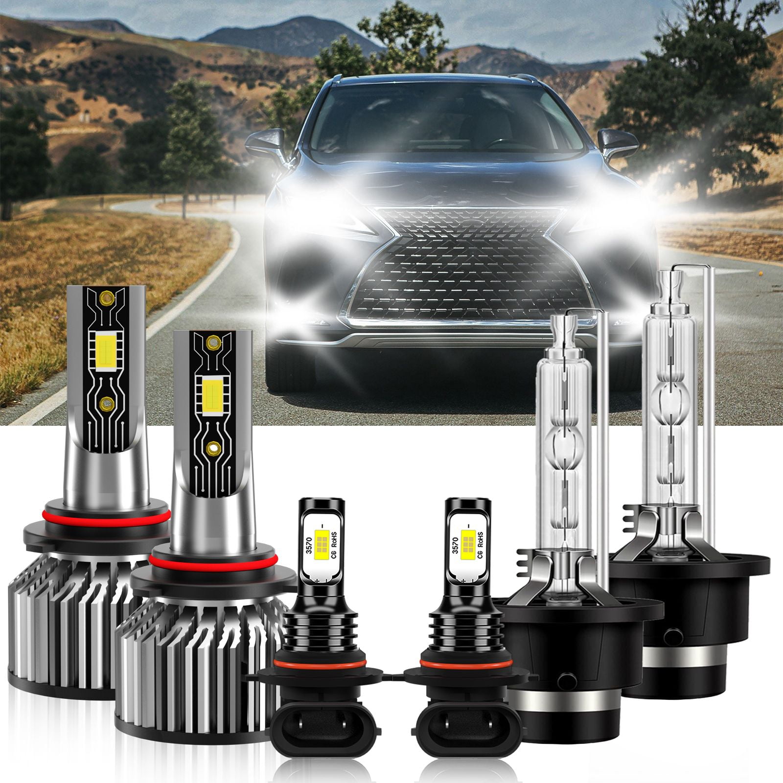 LUXIVORA For Lexus RX350 2007-2009 LED HID Headlight Hi/Lo+Fog light ...