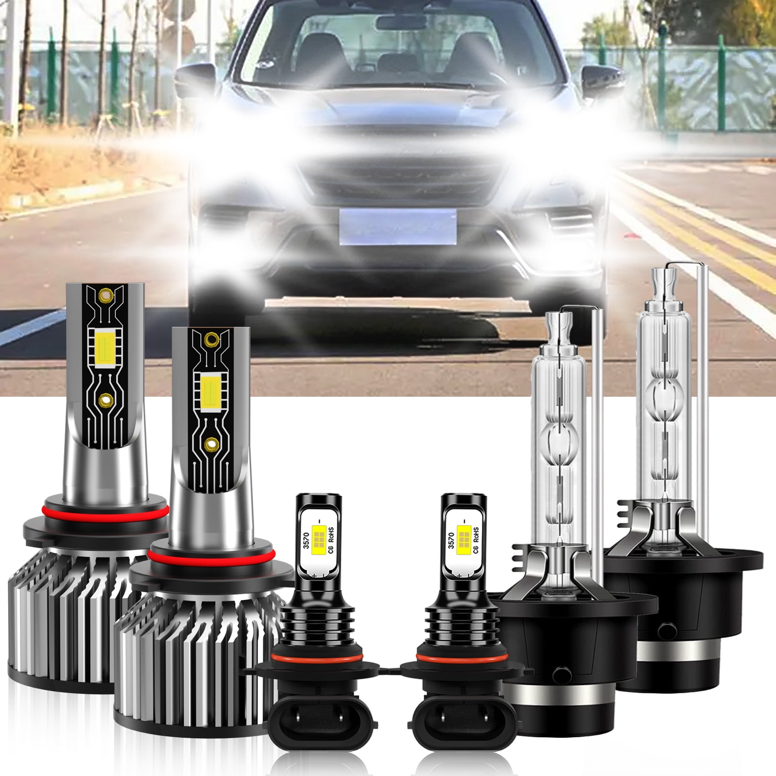 LUXIVORA LED HID Headlight Bulb High/Low Beam Fog Light kit For Subaru ...