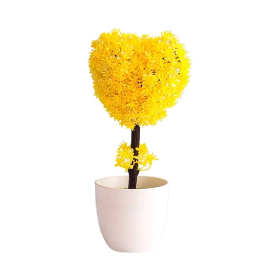 LUXLEVO Heart Shaped Bonsai Mini Potted For Home Desk White Small ...