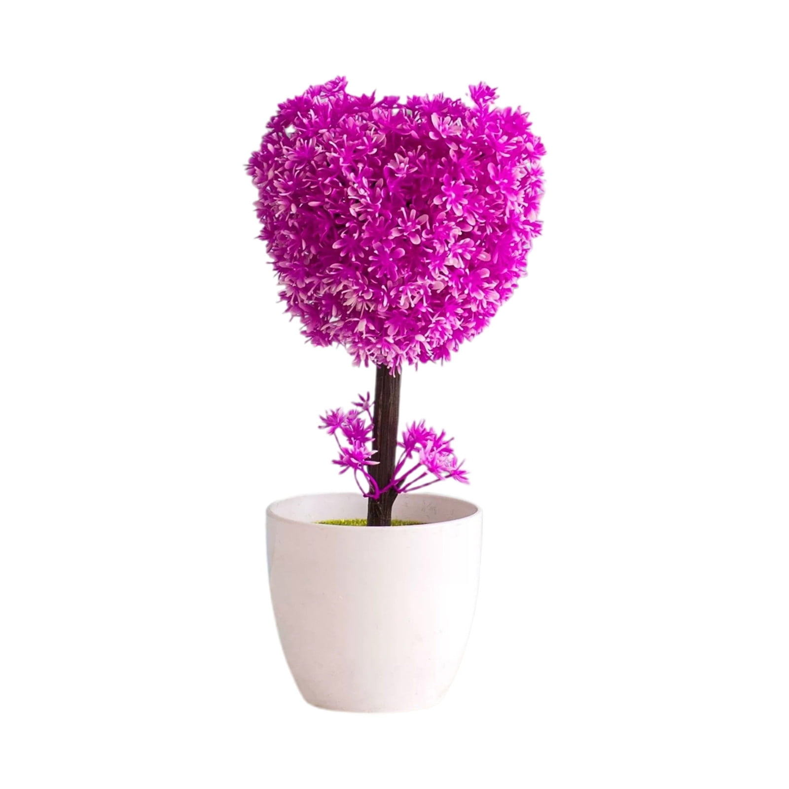LUXLEVO Heart Shaped Bonsai Mini Potted For Home Desk White Small ...