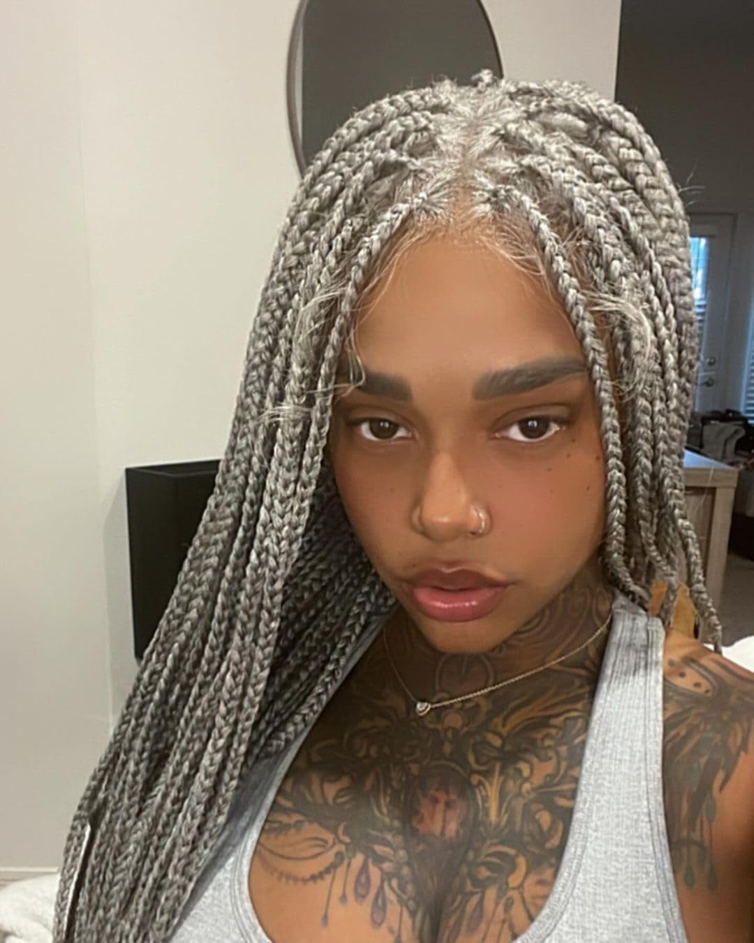 LUXLUXE Adjustable Fit Straight Braid Braided Wig, Gray, 1 - Walmart.com