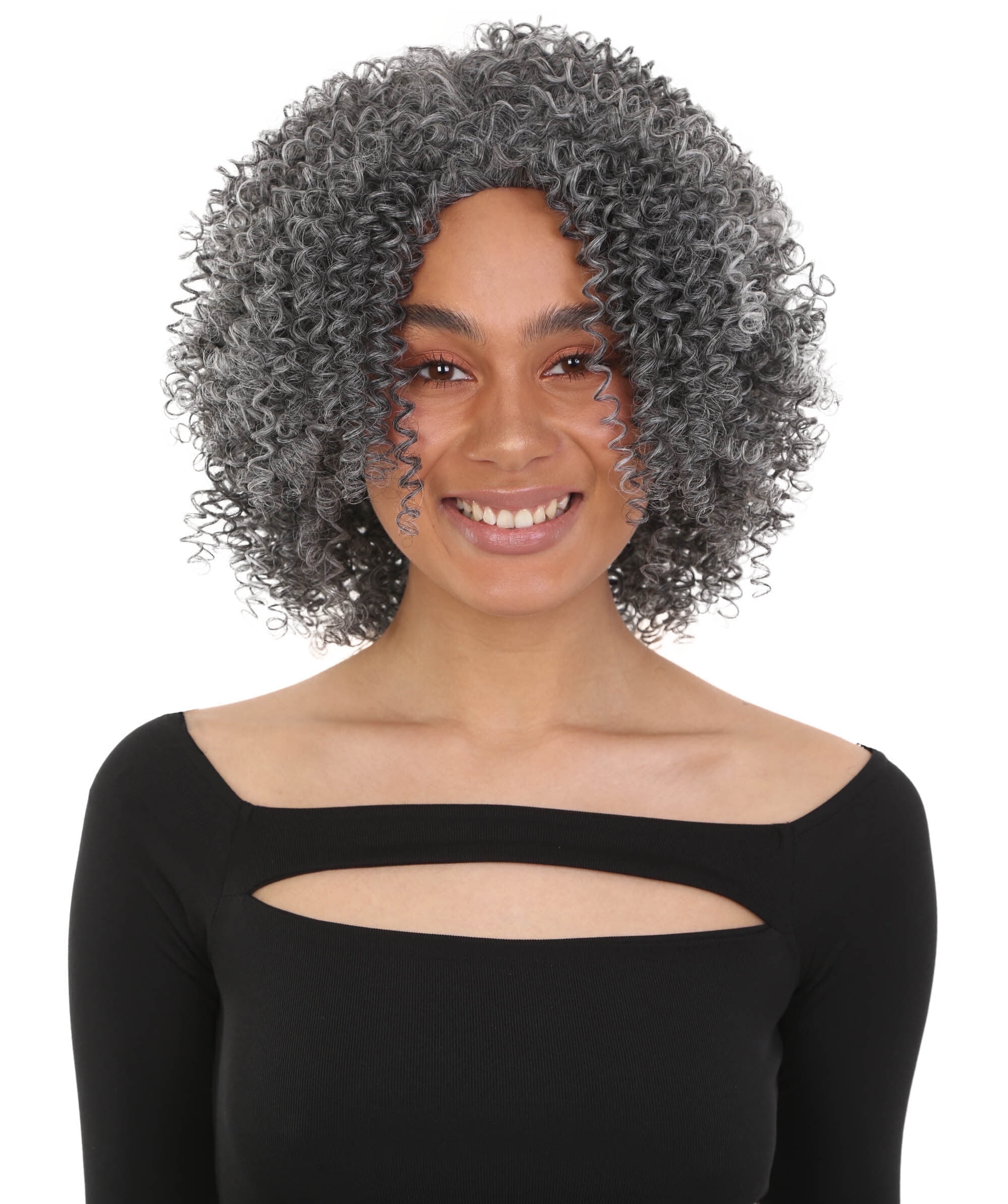 LUXLUXE Alexandra Curly Layered 14 in Long Half Wig Mix Human Hair and ...