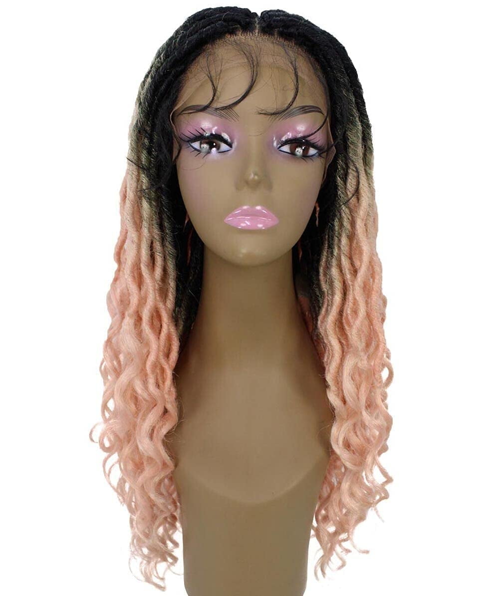 LUXLUXE Curly Length 31 Inch Extra Long 4X4 Hand Tied Lace Braid Wig ...