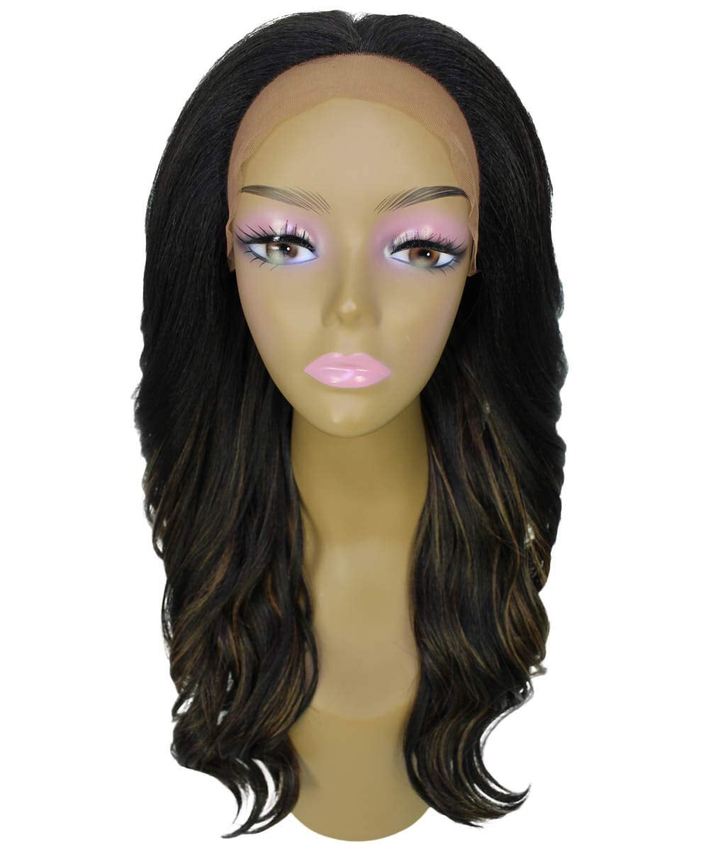 LUXLUXE Cleo Wavy 21 inch Long 4X4 Hand-Tied Lace Front Wig, Heat ...