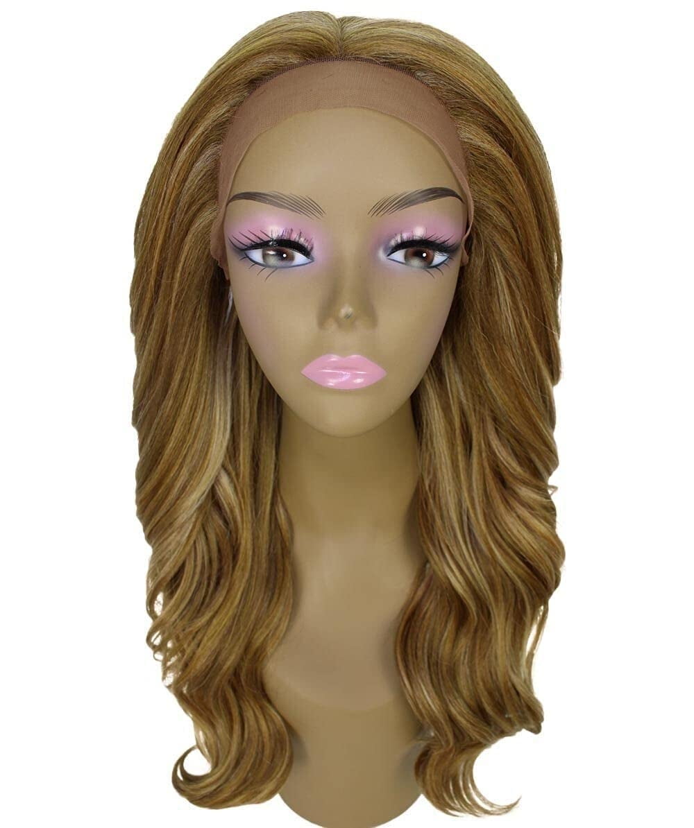 LUXLUXE Cleo Wavy Layered 21 in Long 4X4 Hand Tied Lace Front Wig, Heat ...